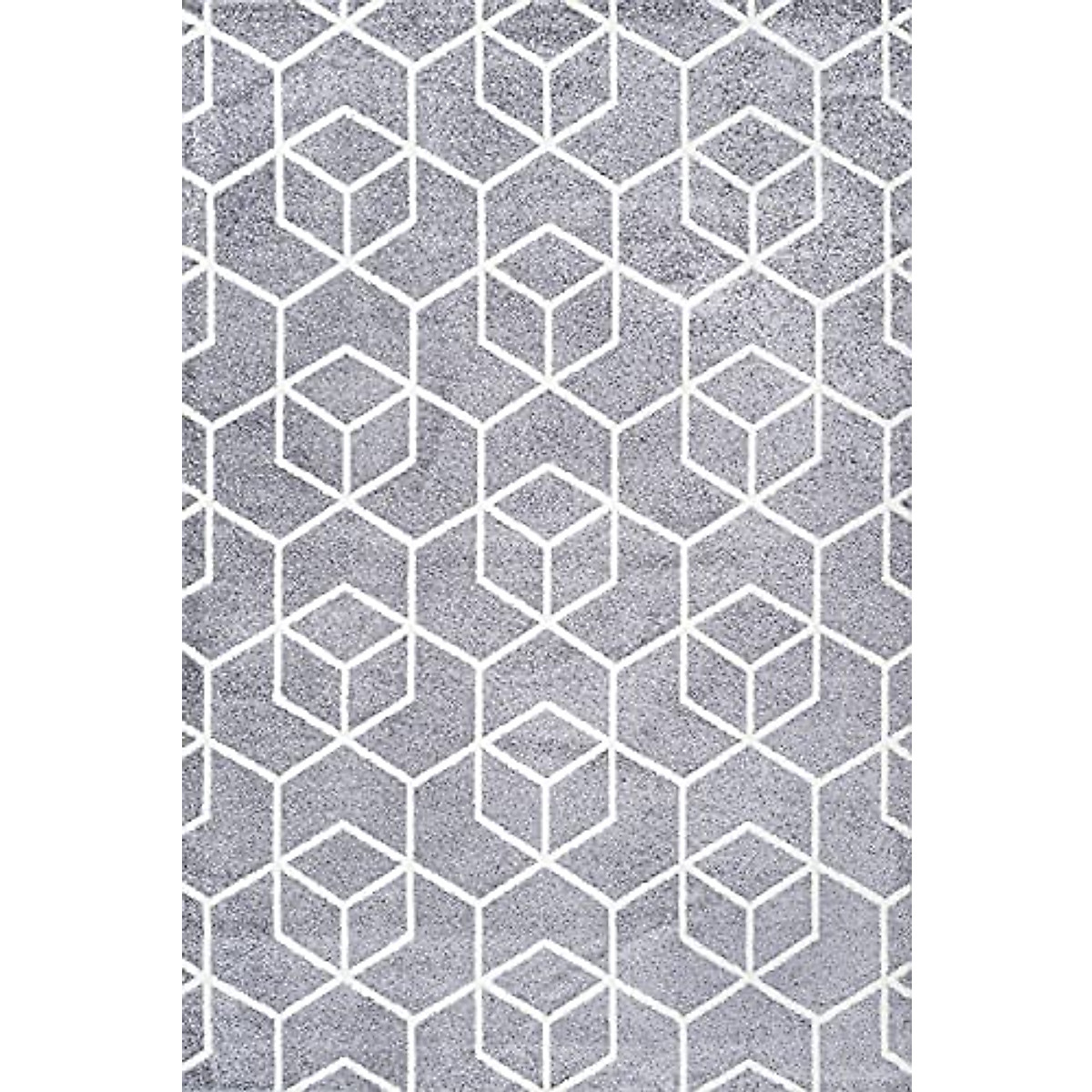 JONATHAN Y SEU101F-5 Tumbling Blocks Modern Geometric Indoor Area-Rug Contemporary Casual Easy-Cleaning Bedroom Kitchen Living Room Non Shedding, 5 X 8, Gray/White