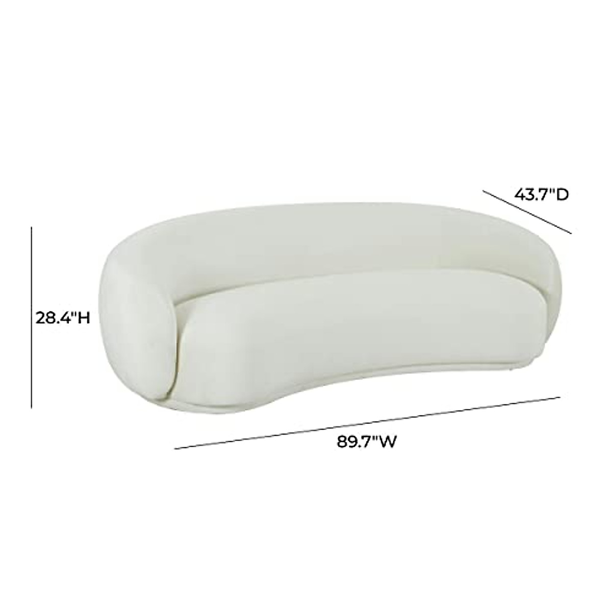 TOV Furniture Kendall 28.4" H Modern Velvet Upholstered/Wood Sofa in Cream