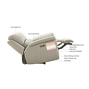 Hydeline Emma Power Headrest Top Grain Leather Zero Gravity Reclining Sofa Couch, 87.5", Cinnamon Brown, Memory Foam, Pocket Coils and Control Panel