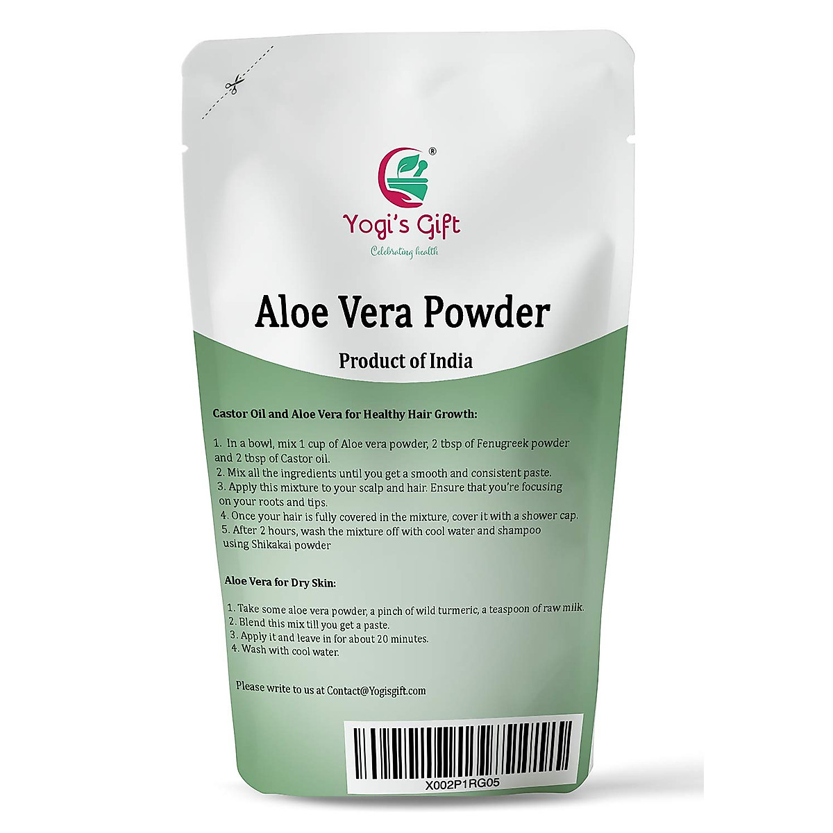 Aloe Vera Powder 8 oz | Moisturizing Face Mask Ingredient For Dry Skin | Hair Mask Ingredient for Hair Growth | Made from Pure & Cultivated Aloevera | by Yogi’s Gift®