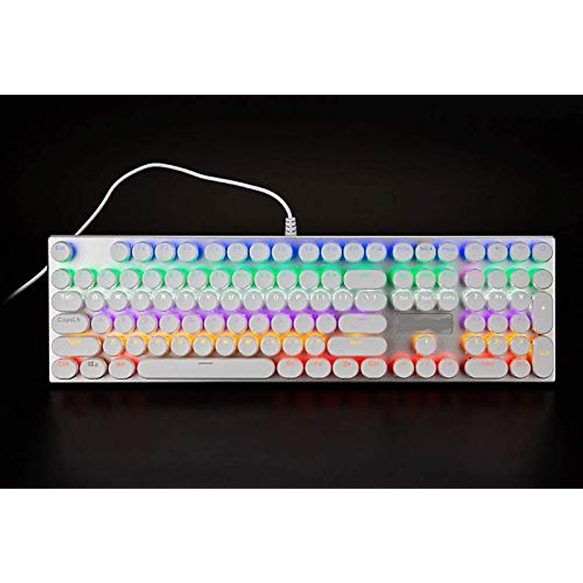 HJJWL Gaming Keyboard and Mouse, Gaming Mechanical Keyboard Blue Red Switch 104key RU/US Wired Keyboard Anti-ghosting RGB/Mix Backlit LED USB for Gamer PC Laptop (Color : White)
