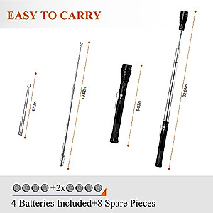 Gifts for Men Dad,Magnetic Pickup Tool with LED Lights,Telescoping Magnet Pick Up Tool-Unique Gadgets Gifts for Boyfriend/Father,Husband,Grandpa,DIY Handyman,Him,Women,12 Batteries,2Pc Set