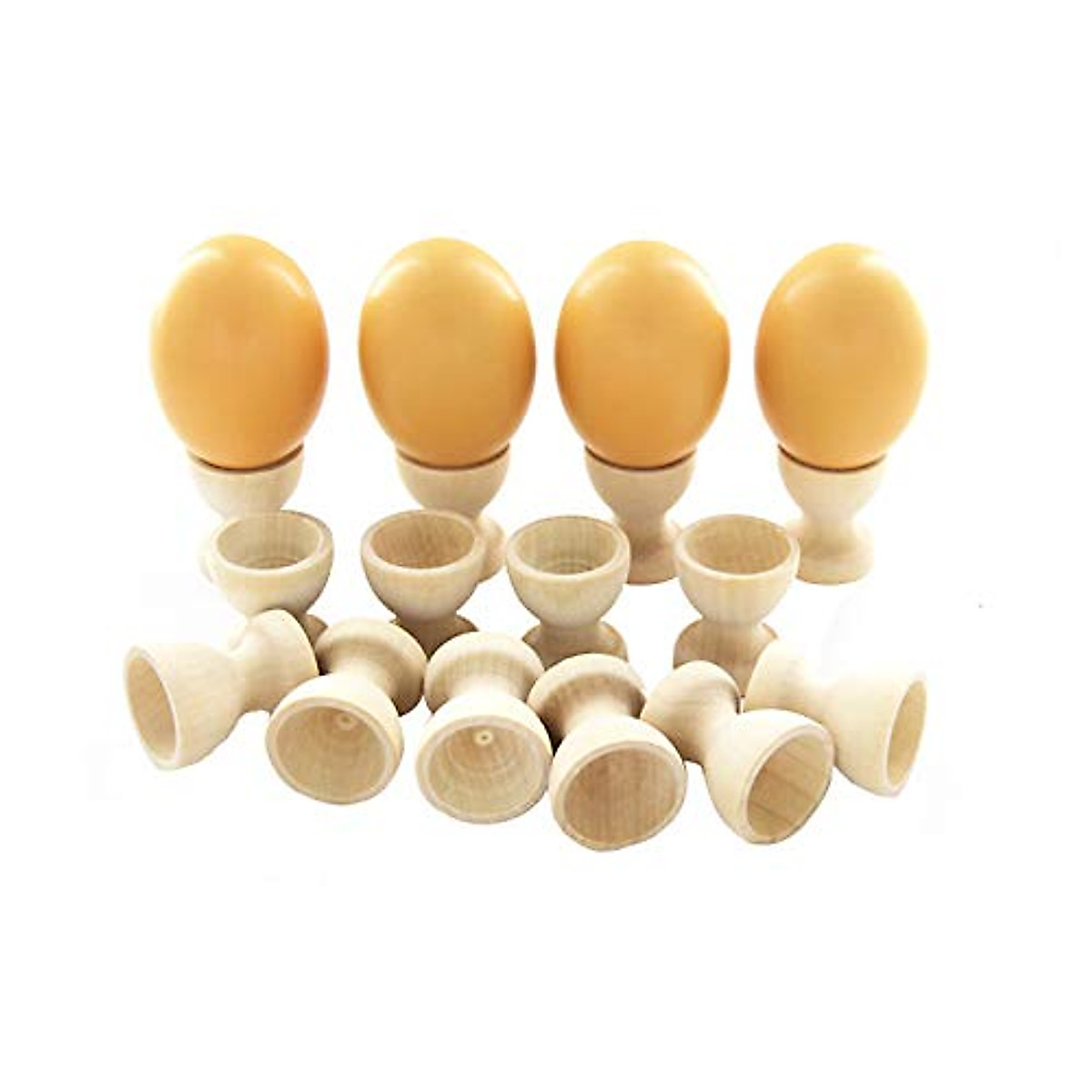 Hosfairy 16Pcs Mini Egg Cups Wooden Egg Cups Easter Egg Holders for DIY Painting Easter Craft Decoration