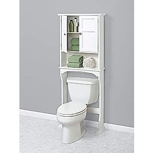 Zenna Home Collette Over the Toilet Bathroom Spacesaver, Bath-Storage Shelves, White