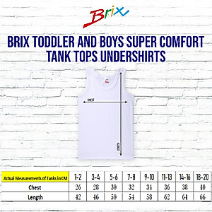 Brix Boys Undershirt Tank Top - White Tagless 100% Cotton Super Soft 4 Pack Novelty.