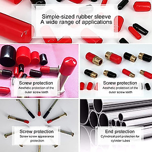 200PCS Rubber Caps Bolt Screw Cap Covers, Bolt Covers Caps Rubber End Caps Vacuum Caps, Bolt Screw Cover Rubber Nipple Cap Rubber Tip in 10 Sizes from 2/25 to 4/5" for Protecting Pipe Post Tubing Rod