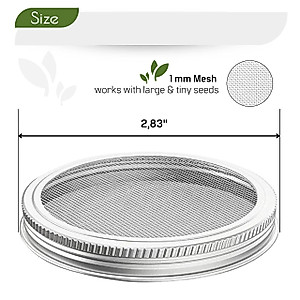 2PCS Stainless Steel Sprouting Lids – Regular Mouth Mason Jars Lids for Germination Kit Mason Jar Mesh Lids for Sprouts Grow Kit Sprouting Jar Lids for Growing Broccoli Alfalfa Mung Bean Sprouts
