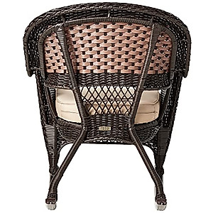 Jeco Rocker Wicker Chair with Tan Cushion, Set of 2, Espresso