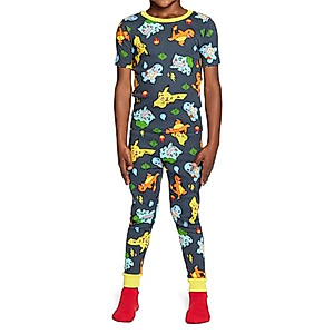 Pokemon Boys’ 6-Piece Snug-Fit Cotton Pajamas Set, Poke Treasure, 6