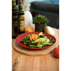 Coza Design- Durable Plastic Plate Set- BPA Free- Set of 6 (Bold Red)