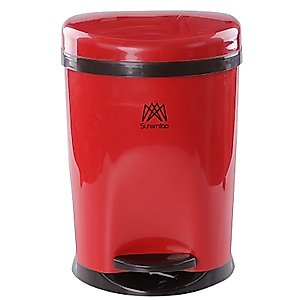 Ewingger 10 L Round Pedal Garbage Can, 3 Gallon Plastic Foot Operated Trash Can, Red Small Waste Basket