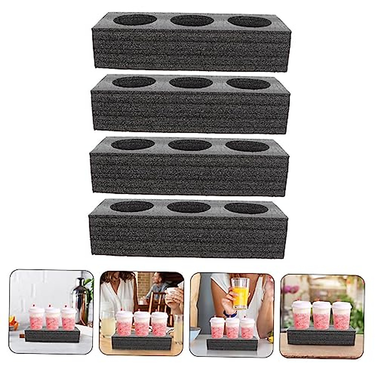 8 Pcs Milk Tea Drink Cup Holder Door Dash Supplies Car Cup Tray Beverage Carrier Cup Drink Carrier Tool Trays Coffee Cup Rack Outdoor Cup Tray Compost Pearl Cotton Porous re-usable