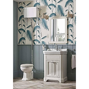 AMASHEN 24" Victoria Sink Without Pedestal, Rectangular Ceramic Bathroom Sink with Single Hole and Overflow, White (Sink Only)