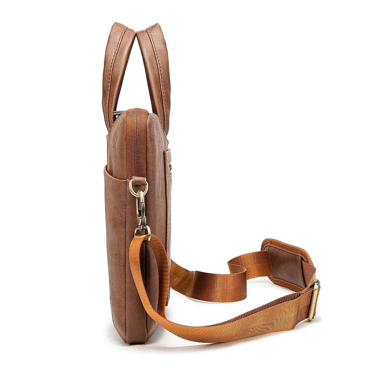 Kinmac 360° Protective Waterproof PU Leather Laptop Shoulder Messenger Sleeve Briefcase case Bag (13 inch-14 inch, Coffee PU)