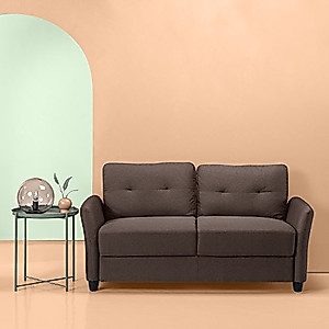 ZINUS Ricardo Loveseat Sofa Tufted Cushions, Easy, Tool-Free Assembly, Chestnut Brown