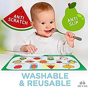 Non Slip Reusable Kids Placemats for Dining Table (12-Pack) – Toddler Placemat – Placemats for Kids