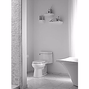 KOHLER 4008-0 Reveal Elongated, Grip-Tight Bumpers, Quiet-Close Release Hinges, Quick-Attach Hardware, No Slam Toilet Seat, White
