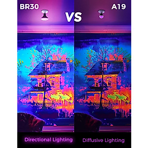 L LOHAS LED Black Light Bulbs, BR30 LED Black Light Bulb Glow in the Dark, 12W Halloween Blacklight Bulb UV 120WEquiv,UVA385-400nm, Black Light Bulbs for Glow Party Body Paint Fluorescent Poster,2Pack