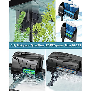 Pawfly 6 Count Mixed Filter Pads for Aqueon QuietFlow LED PRO Aquarium Power Filter Model 20 & 75 Fish Tank Ammonia Reducer & Activated Carbon & Phosphate Removal Sponges for Water Filtration (Medium)