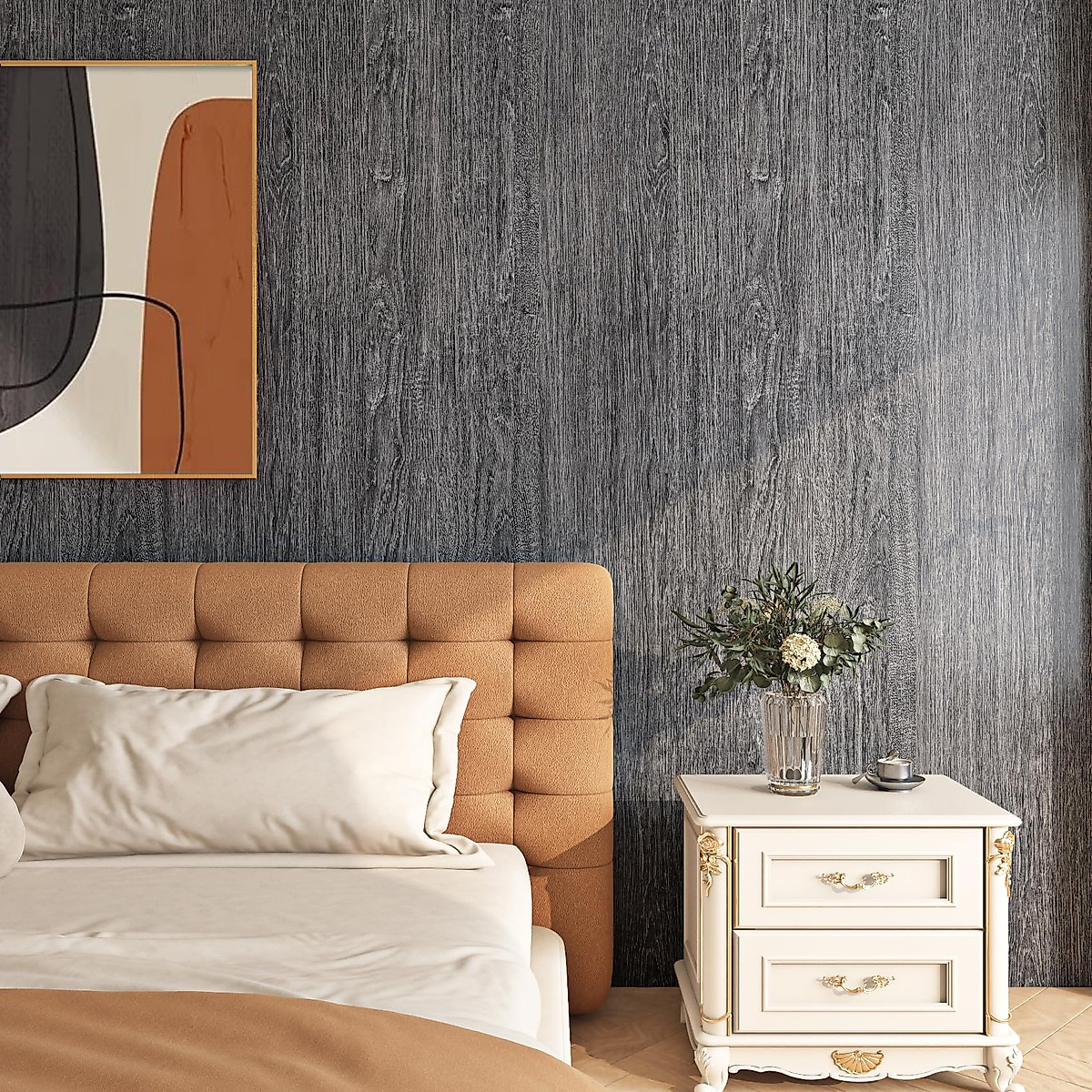 FunStick Thick Grey Natural Wood Contact Paper for Cabinets Countertops Waterproof Wood Wallpaper Peel and Stick Countertops for Kitchen Wallpaper Removable Wood Grain Contact Paper for Desk 15.8"x80"