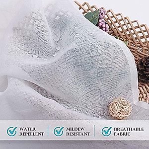 RYB HOME 2 Panels Outdoor Curtains for Patio - Linen Look Semi-Sheer Curtains for Patio Waterproof, Indoor Outdoor Drapes for Gazebo Pergola Balcony Pool Spa, Wide 54 x Long 84