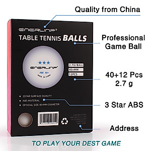 Ping Pong Balls,ENERLINP Sports Table Tennis Balls,Official Ping Pong Ball,Professional Ping Pong balls 3 star,Pelotas de Ping Pong,White ball,Size (40+) (Pack of 12)
