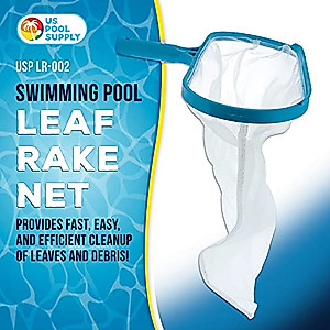 U.S. Pool Supply Professional Swimming Pool Leaf Rake Net - Cleans Out Debris Fast, Pool Maintenance - Clean Pool Liners, Spas, Ponds and Kids Inflatable Pool