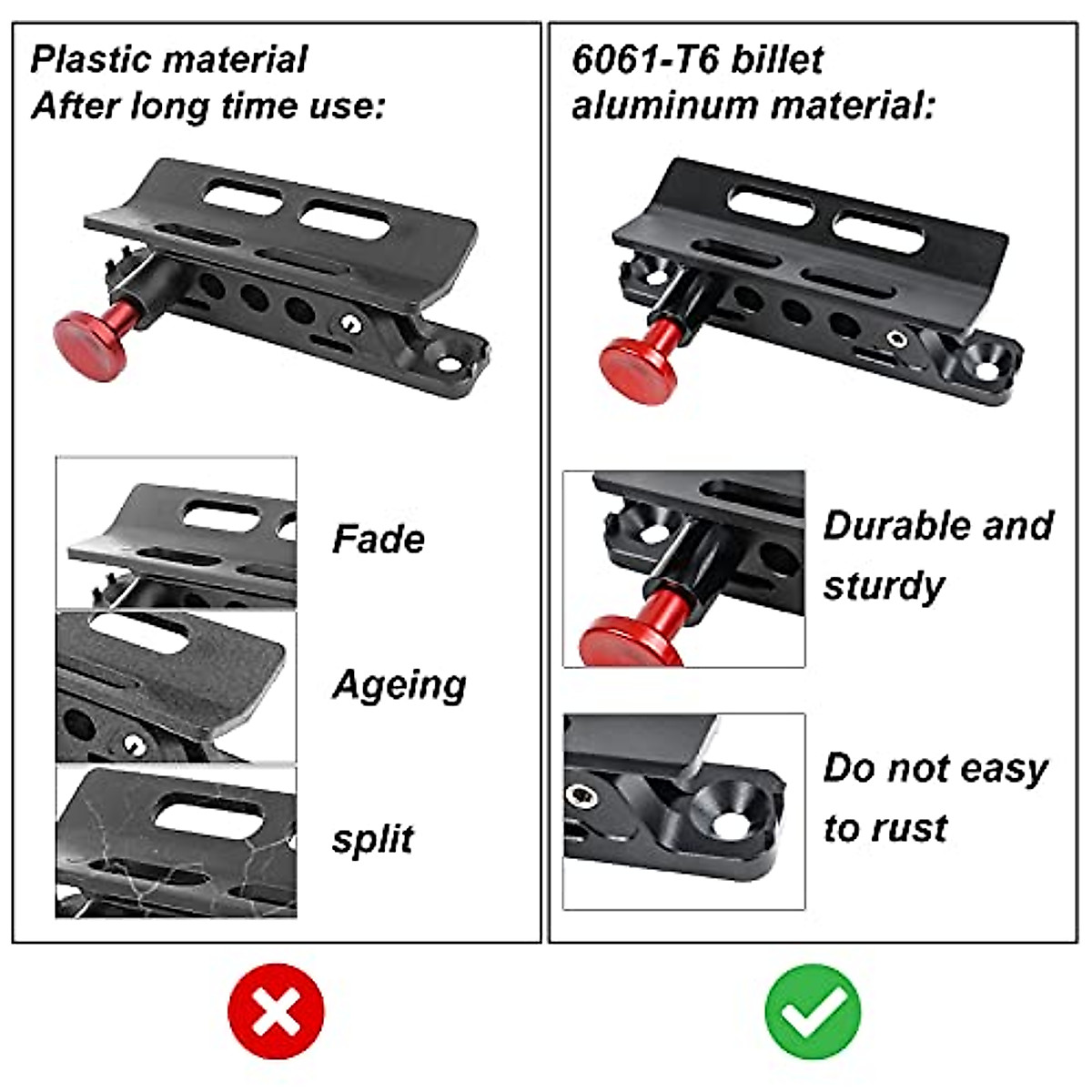Quick Release Adjustable Aluminum Fire Extinguisher Holder Mount Bracket Compatible with for Jeep Wrangler UTV Polaris RZR Ranger Camper Van with Pillar