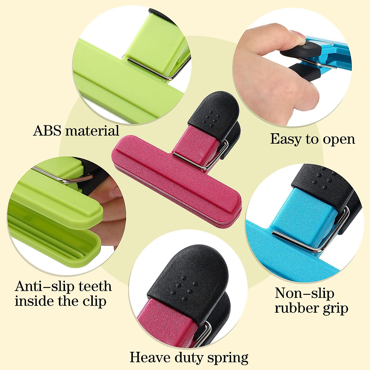 36 Pcs Large Chip Bag Clips bulk 12 Large and 24 Small Size Plastic Food Bag Clips Reusable Kitchen Clips Air Tight Food Clips Heavy Duty Seal Grip for Snack Vegetables Fruit Storage Container