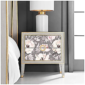 HAOKHOME Floral Peel and Stick Wallpaper Peony Removable Grey/Pink Vinyl Cabinet Self Adhesive Shelf Liner 17.7in x 9.8ft