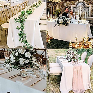 Yabool White Table Cloth Rectangle,Polyester Table Cloth, Wrinkle Resistant Washable Polyester Table Cover for Wedding Dining Table Buffet Parties and Camping. (White, 60 x 102 Inch 6Pack)