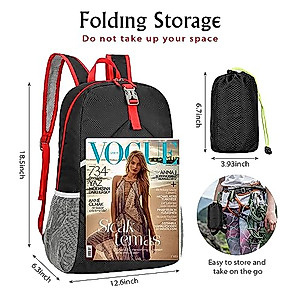 AMO NENES 25~30L Lightweight Hiking Backpack, Foldable Waterproof Packable Backpack for Travel Camping Outdoor Hiking Daypack (Black)…