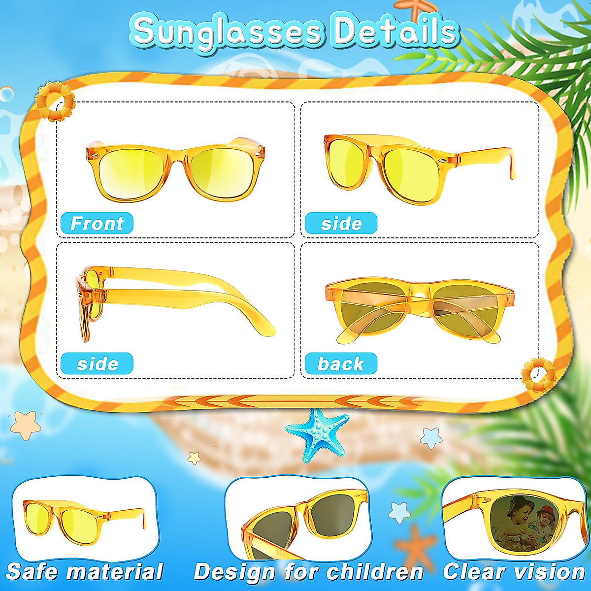 Kids Sunglasses Party Favors - 24 Packs Sunglasses Bulk for Kids with UV400 Protection in Bulk for Boys and Girls，Neon Sunglasses for Kids Birthday Graduation Party Gift