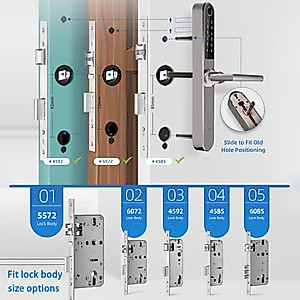 Luston Slim Smart Lock Front Door Stainless Steel Waterproof Mortise Lock,Keyless Entry Door Lock,WiFi Bluetooth Fingerprint Digital Keypad Aluminum Swing Door Lock with Handle(Black)