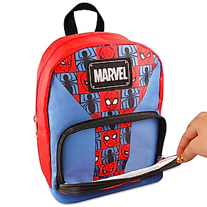 Spiderman 10" Mini Canvas Backpack Set | Marvel Spidey School Supplies for Kids