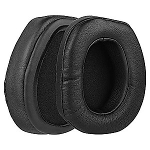 Geekria QuickFit Protein Leather Replacement Ear Pads for DENON AH-D600, AH-D7100, Headphones Earpads, Headset Ear Cushion Repair Parts (Black)