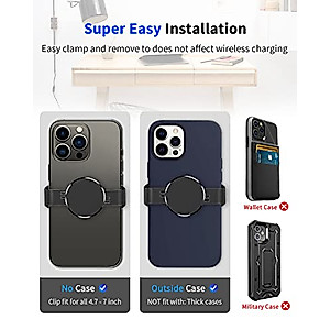 CHEEDAY Metal Phone Clamp for Magnetic Car Mount, [Clip & Remove at Anytime] Durable Metal Phone Clip for Most Magnet Phone Holder Compatible with iPhone 12 13 14 Pro Max, Samsung and More, Black