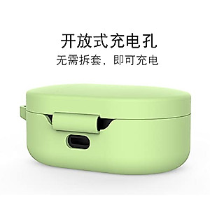 2 Pack DAYJOY Soft Silicone Protective Case Cover Compatible with Redmi Airdots 3 Earbuds, Protective Skin Sleeve with Key Chain (Black+Blue)