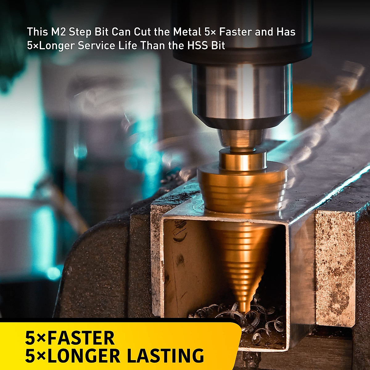 Anfrere 3 Sizes M2 Step Drill Bit, 7/8", 1-1/8", 1-3/8" Titanium Cone Drill Bits for Steel Metal Sheet Hole Drilling Cutting, Multiple Hole Sprial Unibit, Stepped Up Bits Home Tools