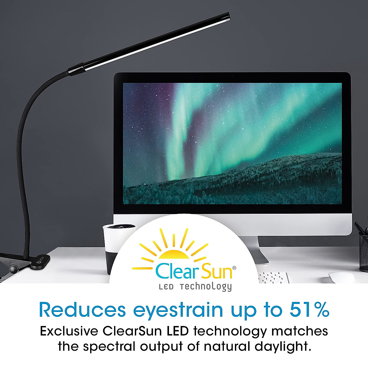 OttLite Easel Clip-On LED Easel Lamp with ClearSun LED Technology - Sturdy Clip Light with On/Off Switch Cord - Adjustable & Flexible Neck for Precise Lighting, Piano, Computer Desks, Shelves & Tables