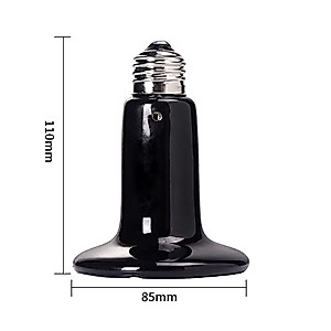 PTSCBS 75W 2PCS Reptile Heat Lamp Black Ceramic Heat Emitter,Infrared Heater Bulb for Pet Coop Heater Chicken Lizard Turtle Brooder Aquarium Snake