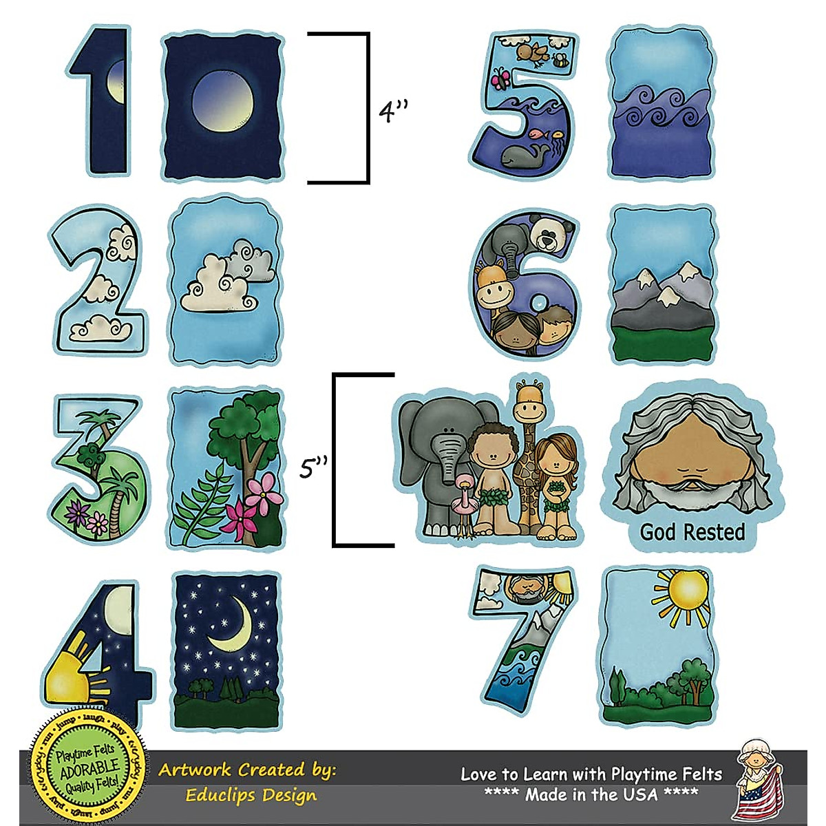 Days of Creation Bible Felt Set | 16 PRECUT & Ready to Play Colorful & Durable Bible Felt Figures for Toddlers, Preschool & Kindergarten | Reusable Bible Felt Board Stories