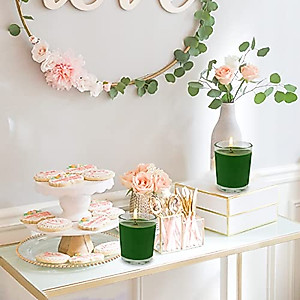 Set of 6 Green Votive Candles for Home Decoration Christmas Spring and St. Patrick's Day, 3oz Unscented Soy Wax Candle Filled in Clear Glass for Weddings Holidays Party and DIY