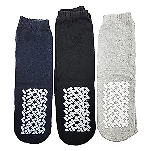 Anti-Slip Slipper Socks, 6-12 Pairs, Gripper Bottom Unisex Men Women Indoor House Non-Skid Hospital Sock Bulk