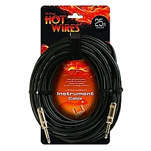 On-Stage Hot Wires 1/4" Guitar Instrument Cable, 25 Feet