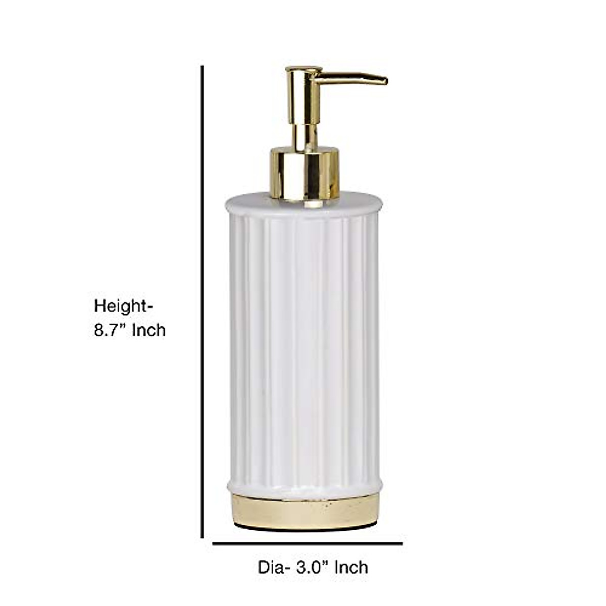 nu steel PAN-8PC/SET Panache Ceramic Bath Accessory Set for Vanity Countertops 8 Piece Includes Container, Dish,Tooth Brush, Tumbler,soap Lotion,Waste Basket,Tissue Box Holder,Tray-White/Gold