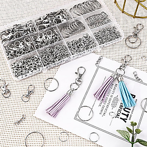 DIYDEC 360pcs Keychain Kit Silver Metal Keychain Clips Hooks with Key Rings Lobster Claw Clasps Keychain Accessories for Lanyard Bracelets Making Crafts