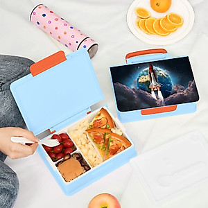 Kcldeci Bento Box Adult Lunch Box Eco-Friendly Rocket 1000 ML Bento Lunch Box Food Storage Containers for Adults Women Men With Utensils