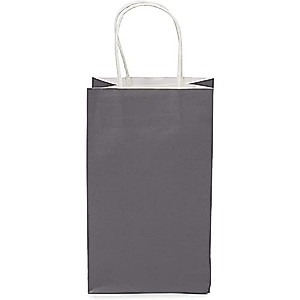 Sparkle and Bash Grey Gift Bags with Handles, Small Size (5 x 9 x 3 in, 25 Pack)