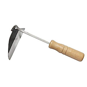 Bonsai 100C Japanese Hand Hoe/Weeding Sickle, All Steel Blade with Wooden Handle